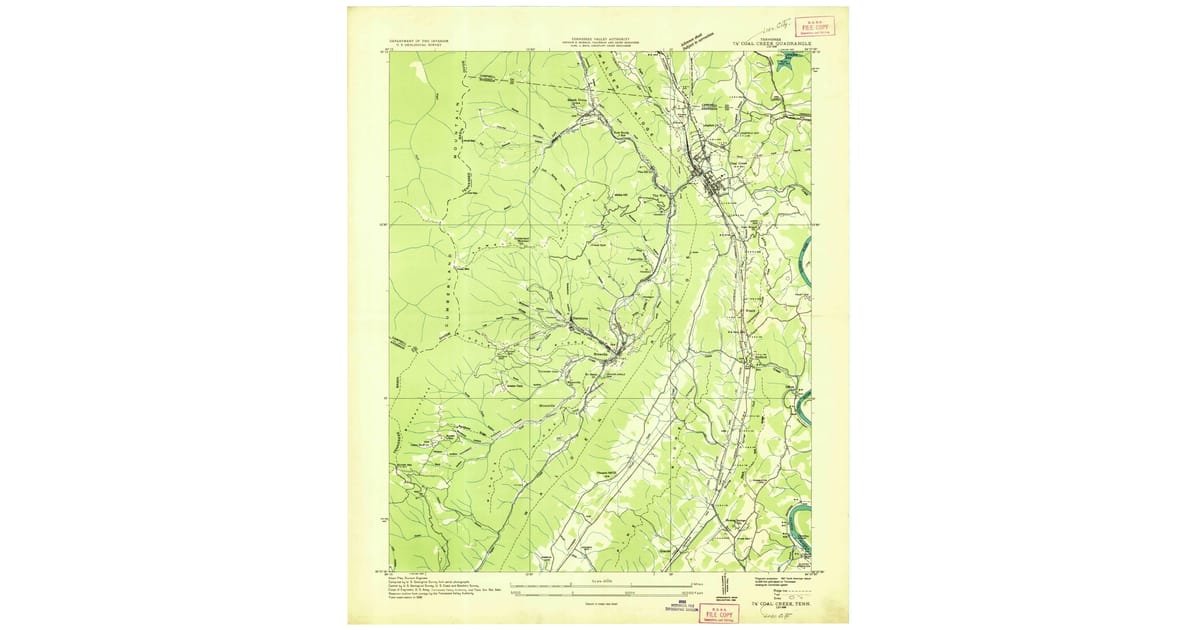 1936 Map of Coal Creek, Anderson County, TN — High-Res | Pastmaps