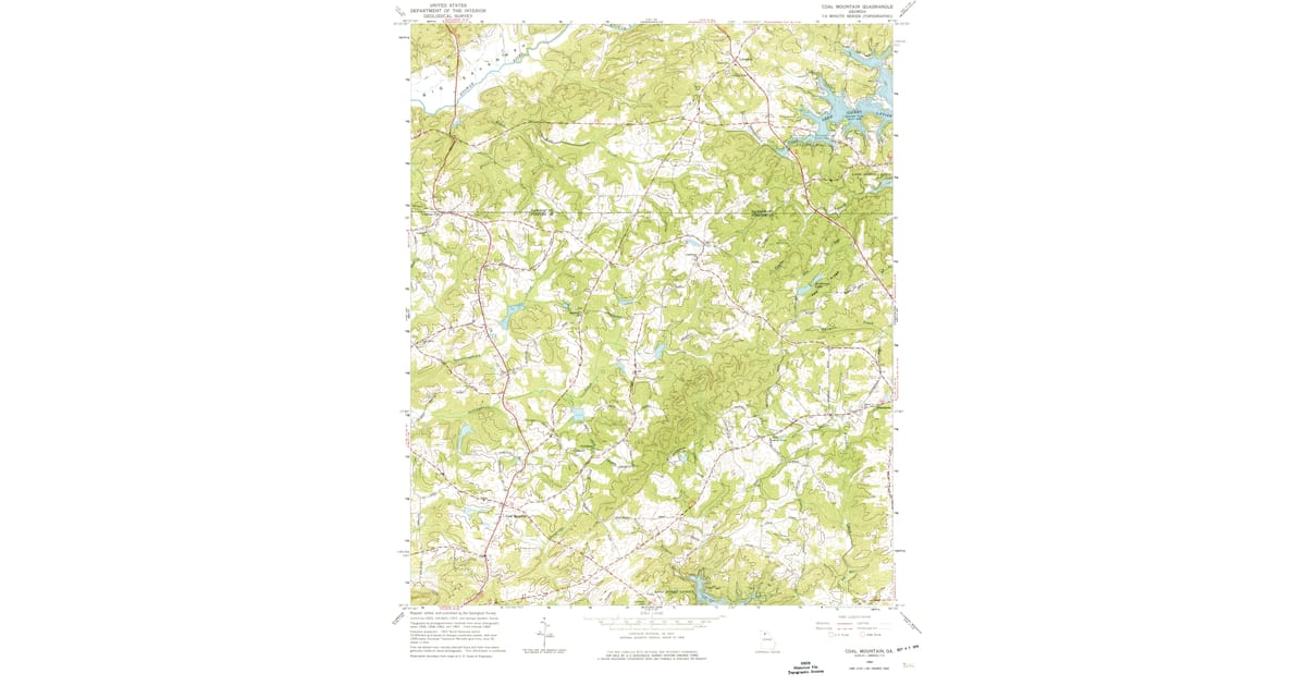 1964 Map of Coal Mountain, Forsyth County, GA — High-Res, 1974 Print ...