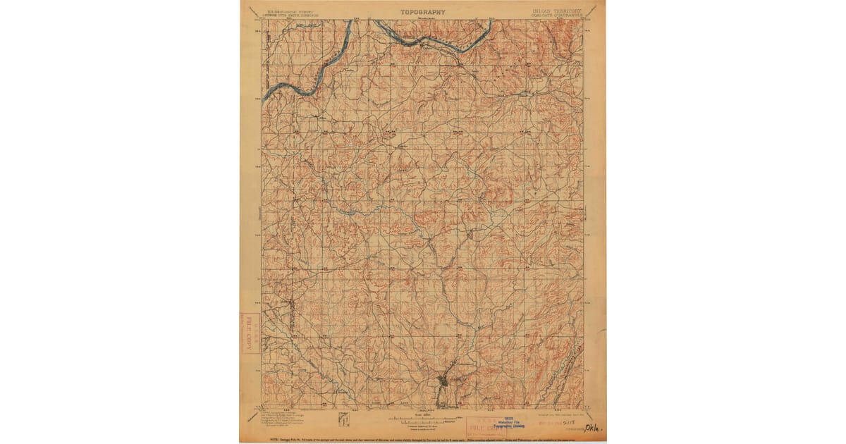 1900 Map of Coalgate, OK — High-Res, 1914 Print | Pastmaps