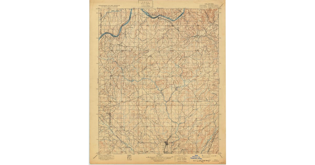 1900 Map of Coalgate, OK — High-Res, 1932 Print | Pastmaps