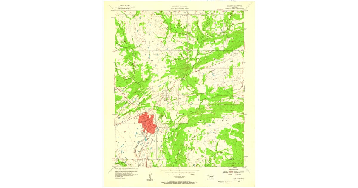 1957 Map of Coalgate, OK — High-Res | Pastmaps