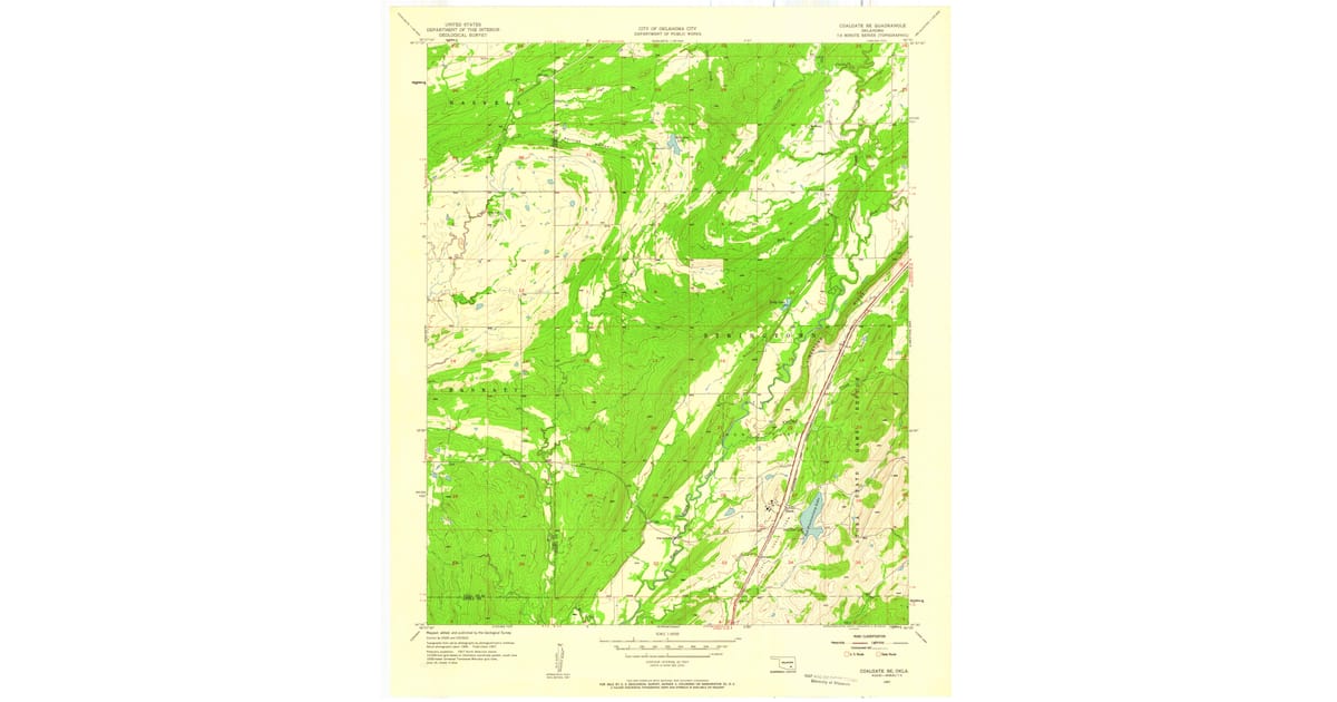 1957 Map of Coalgate SE, Atoka County, OK — High-Res | Pastmaps
