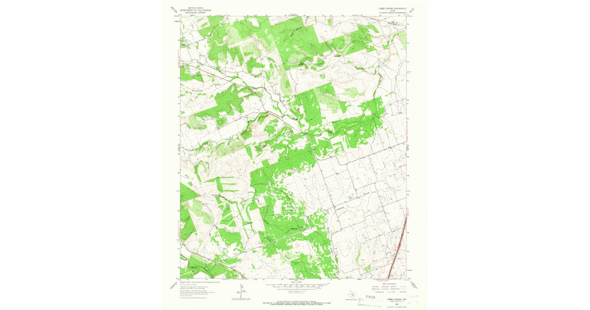 1964 Map of Cobbs Cavern, Williamson County, TX — High-Res | Pastmaps