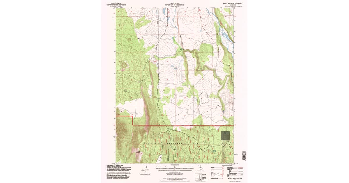 1995 Map of Coble Mountain, Lassen County, CA — High-Res | Pastmaps