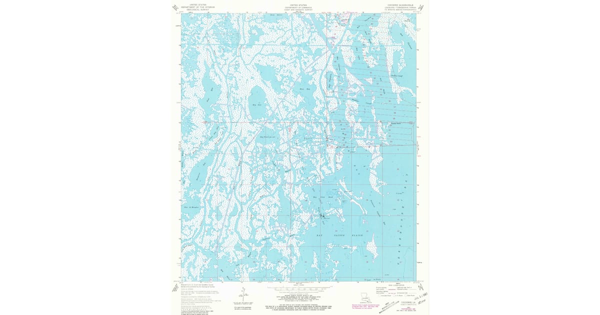 1957 Map of Cocodrie, Terrebonne Parish, LA — High-Res, 1981 Print ...