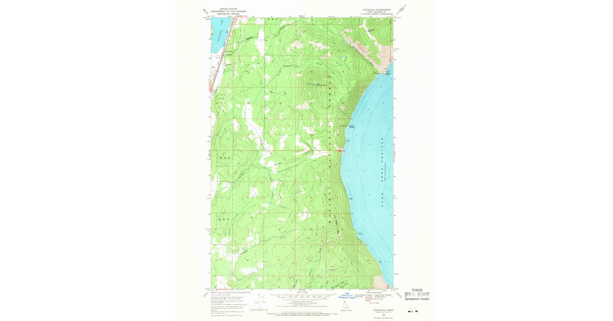 1968 Map of Cocolalla, Bonner County, ID — High-Res | Pastmaps