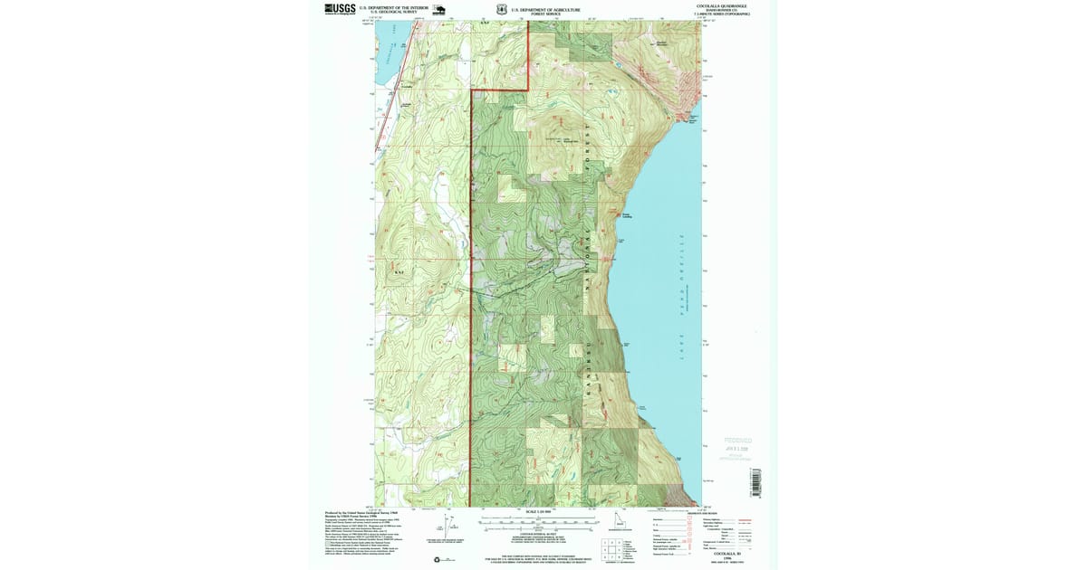 1996 Map of Cocolalla, Bonner County, ID — High-Res | Pastmaps