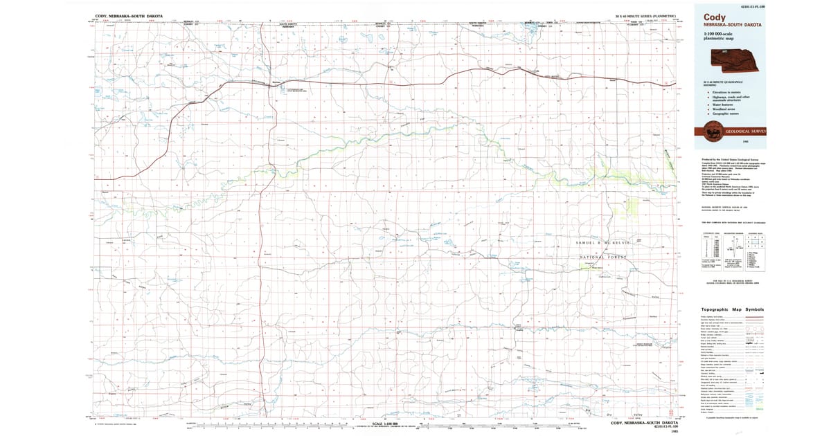 1985 Map of Cody, NE — High-Res | Pastmaps