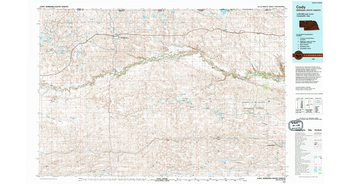 1994 Map of Cody, NE — High-Res | Pastmaps