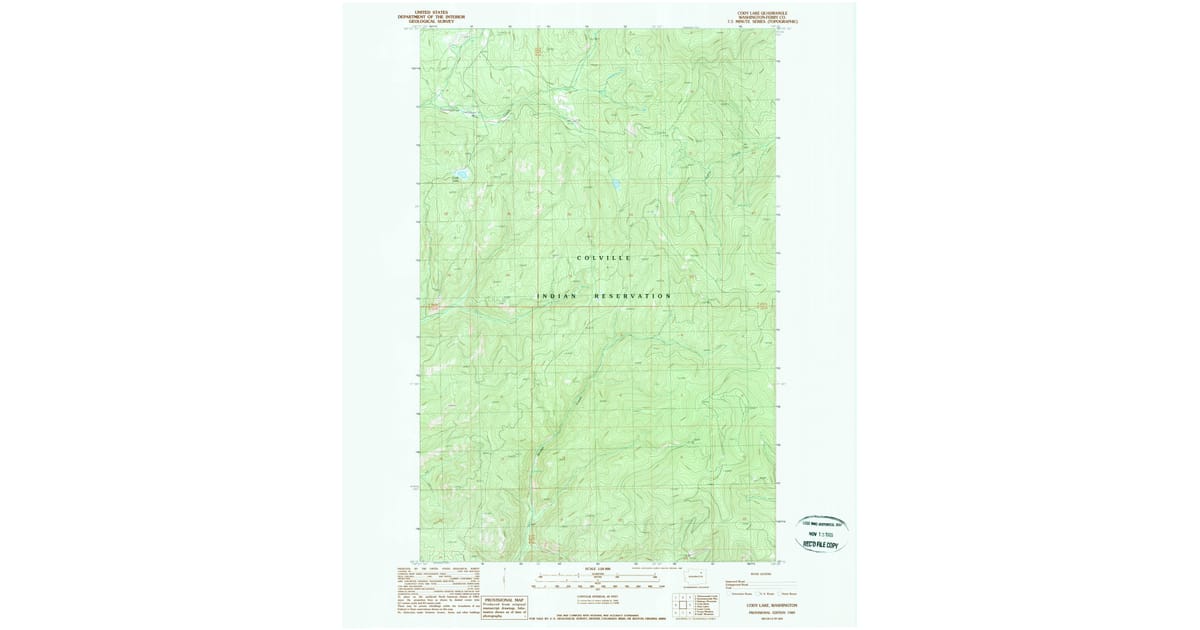 1989 Map of Cody Lake, Ferry County, WA — High-Res | Pastmaps