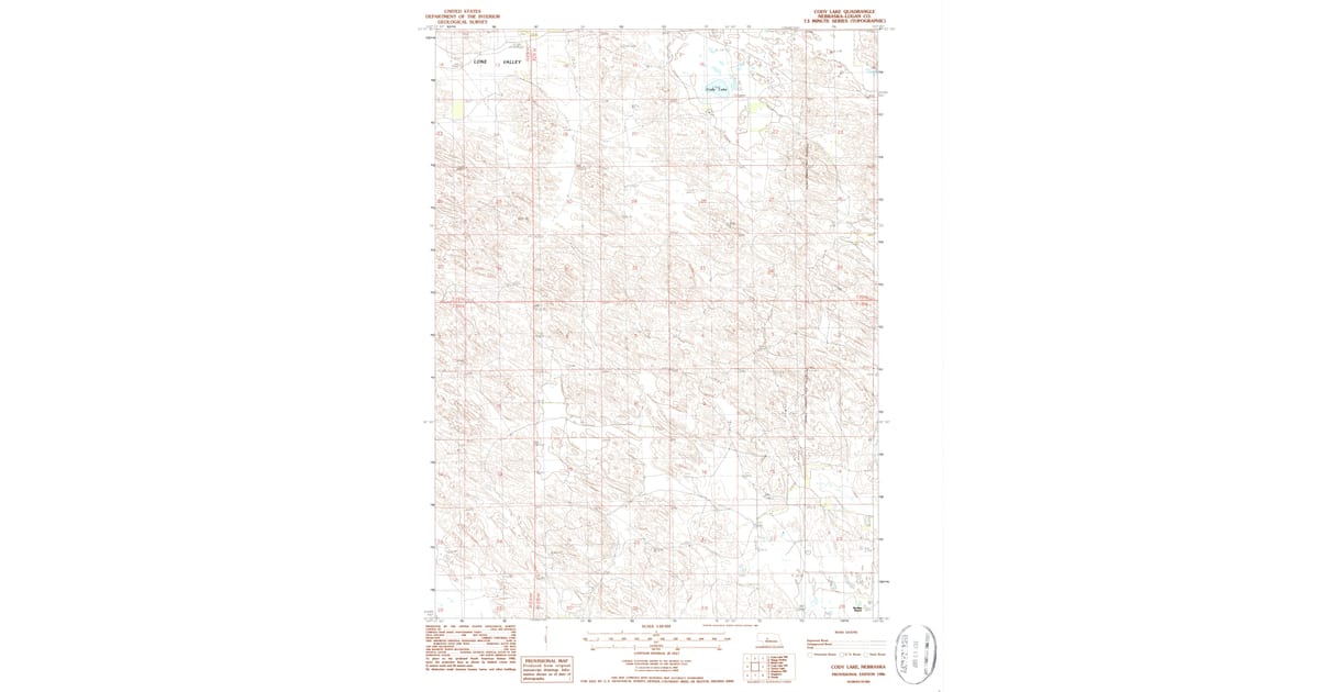 1986 Map of Cody Lake, Logan County, NE — High-Res | Pastmaps
