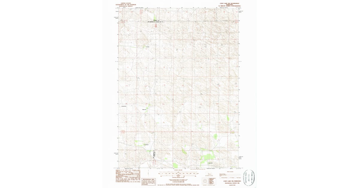 1986 Map of Cody Lake NW, Logan County, NE — High-Res | Pastmaps
