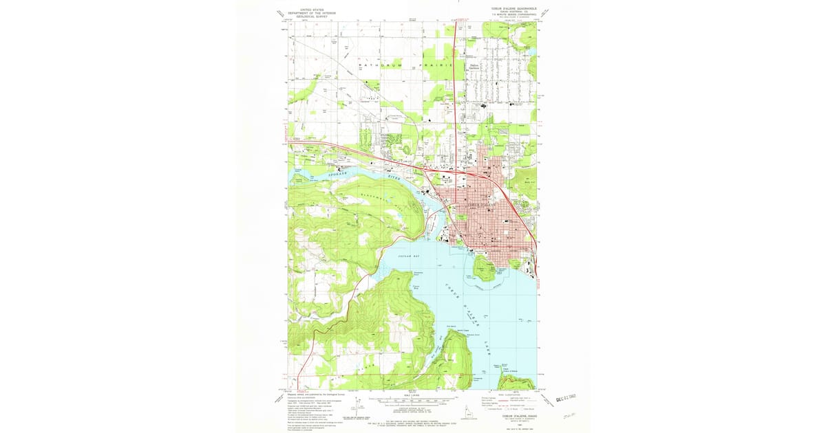 1981 Map of Coeur D'Alene, Kootenai County, ID — High-Res | Pastmaps