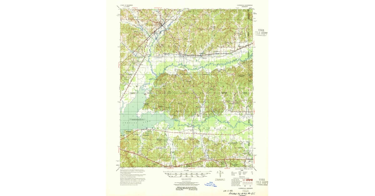 1955 Map of Coffeeville, MS — High-Res | Pastmaps