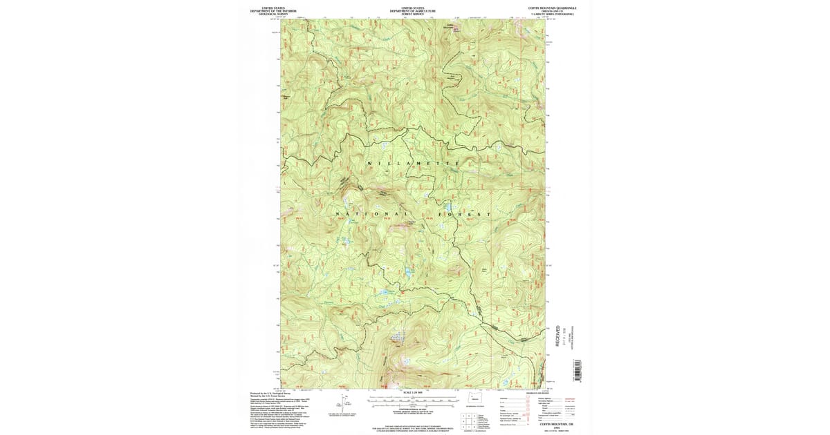 1994 Map of Coffin Mountain, Linn County, OR — High-Res | Pastmaps