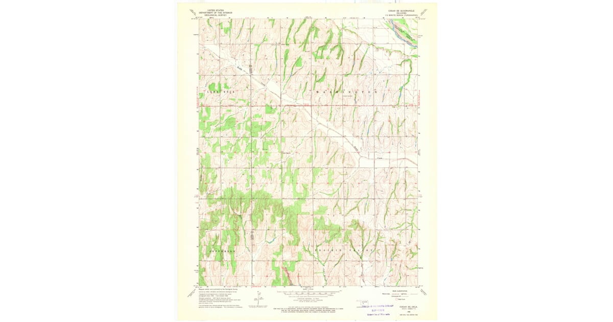 1968 Map of Cogar SE, Grady County, OK — High-Res | Pastmaps