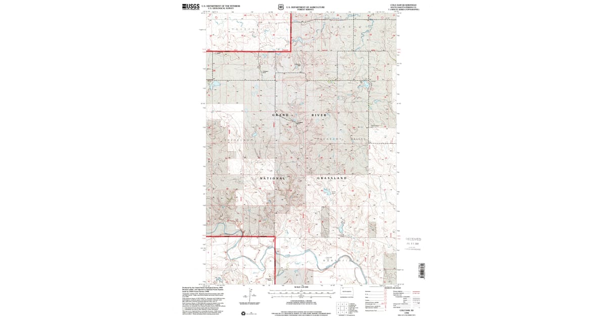 1998 Map of Cole Dam, Perkins County, SD — High-Res | Pastmaps