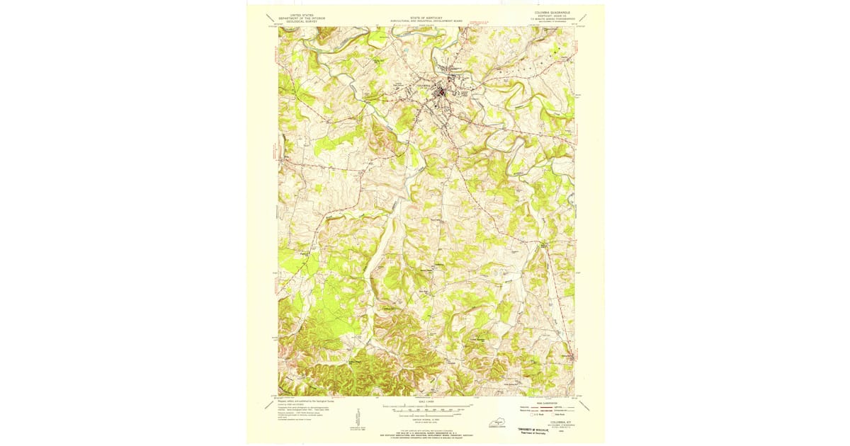 1954 Map of Columbia, KY — High-Res | Pastmaps