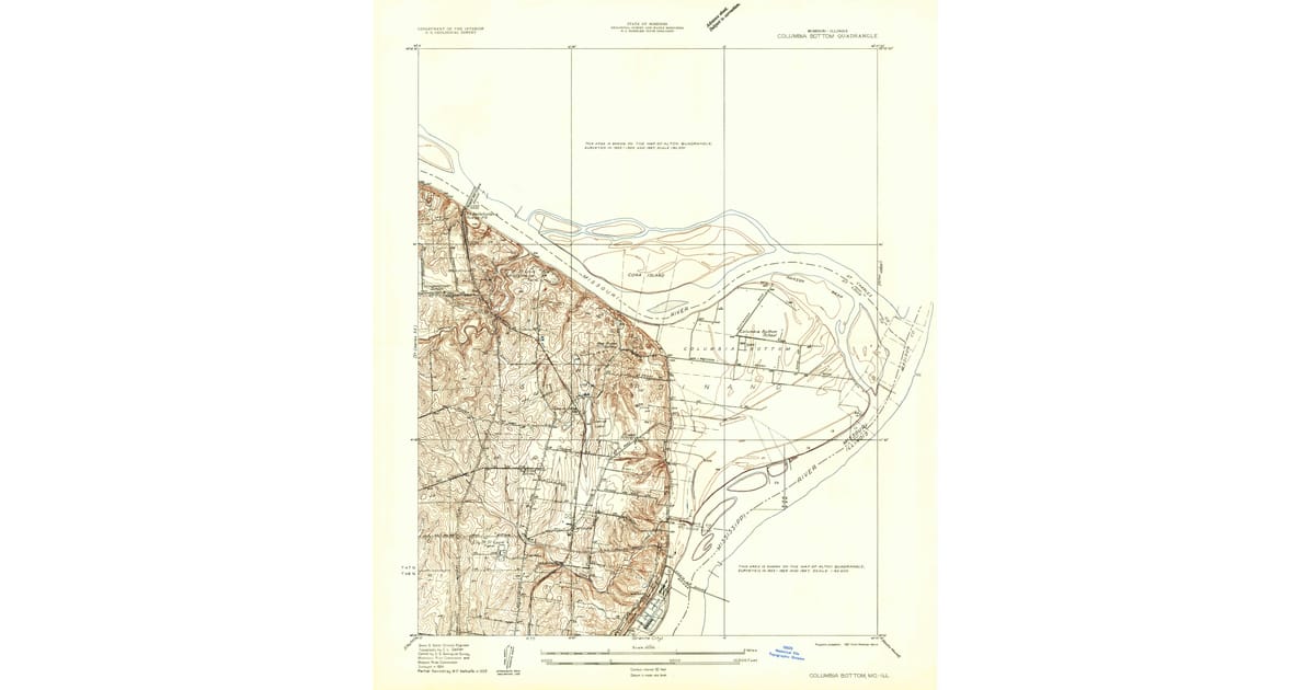 1935 Map of Columbia Bottom, St. Louis County, MO — High-Res | Pastmaps
