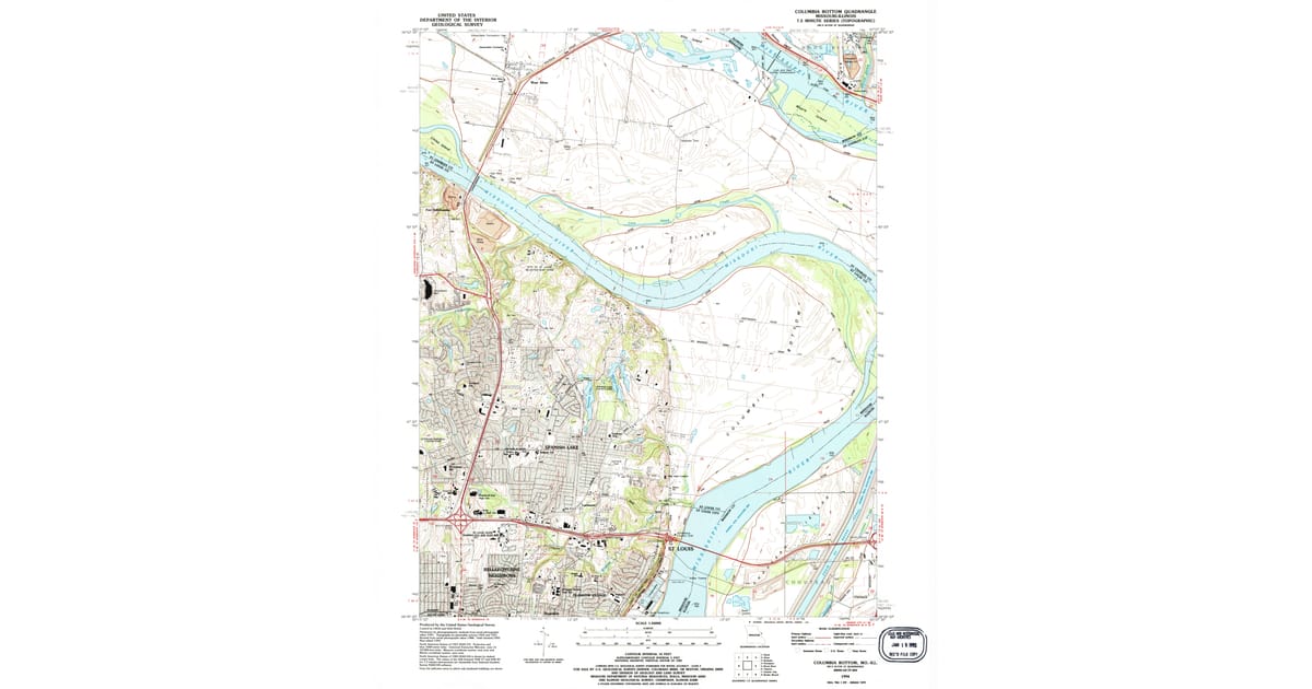 1994 Map of Columbia Bottom, St. Louis County, MO — High-Res | Pastmaps