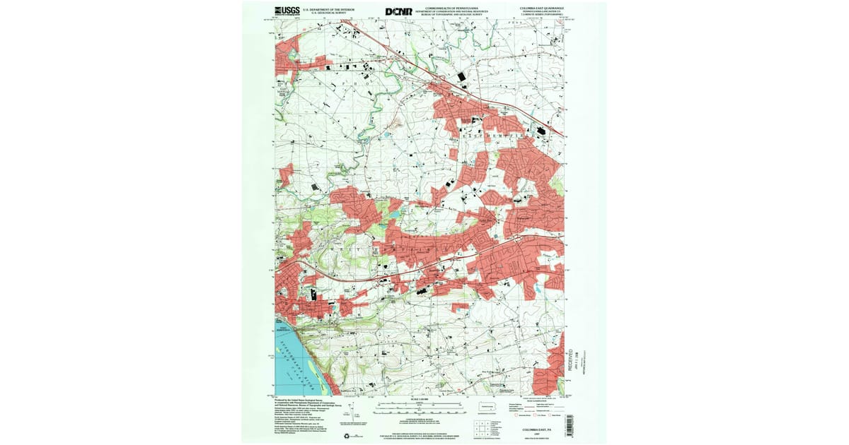 1997 Map of Columbia East, Lancaster County, PA — High-Res | Pastmaps