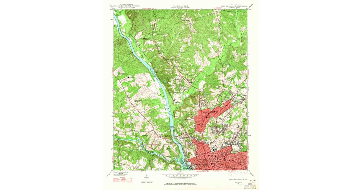 1947 Map of Columbia North, Richland County, SC — High-Res | Pastmaps