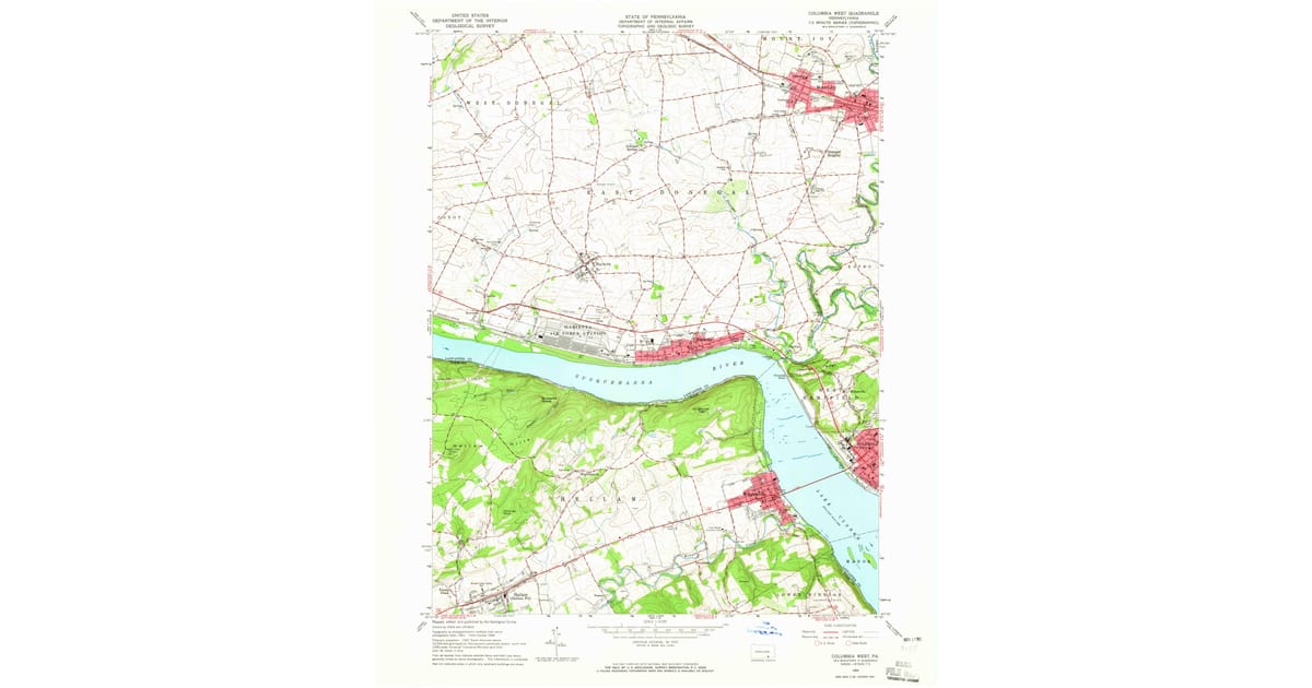 1964 Map of Columbia West, Lancaster County, PA — High-Res | Pastmaps