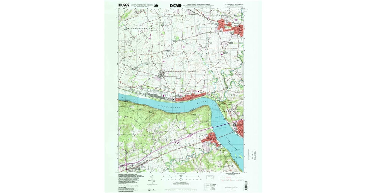 1997 Map of Columbia West, Lancaster County, PA — High-Res | Pastmaps