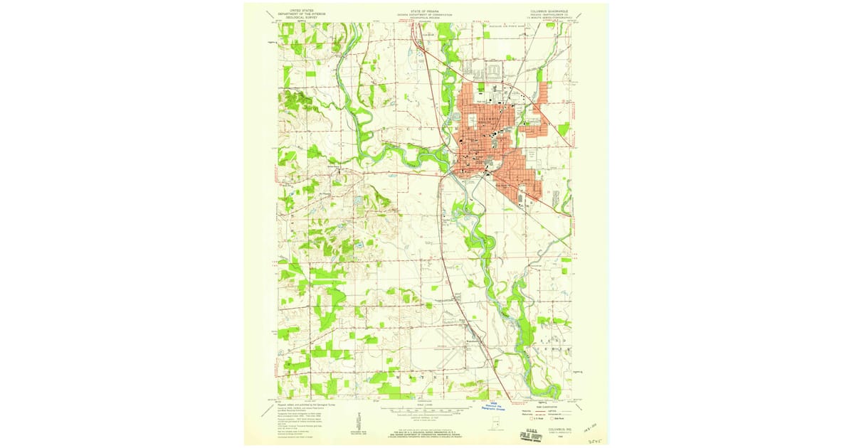 1958 Map of Columbus, IN — High-Res | Pastmaps