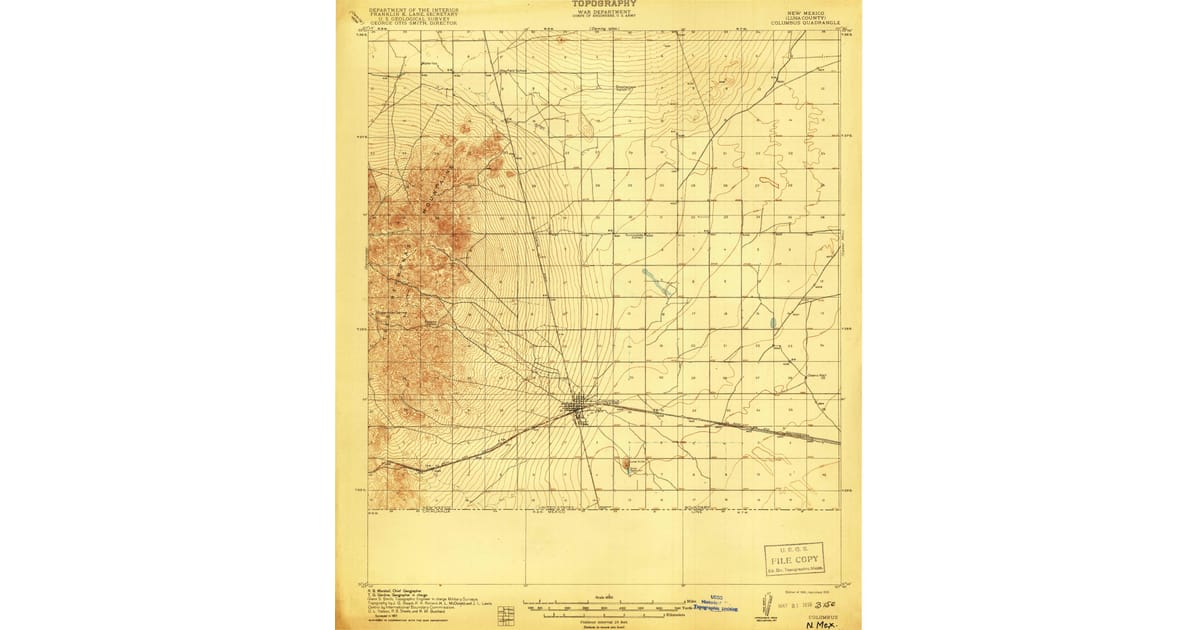 1918 Map of Columbus, NM — High-Res, 1919 Print | Pastmaps
