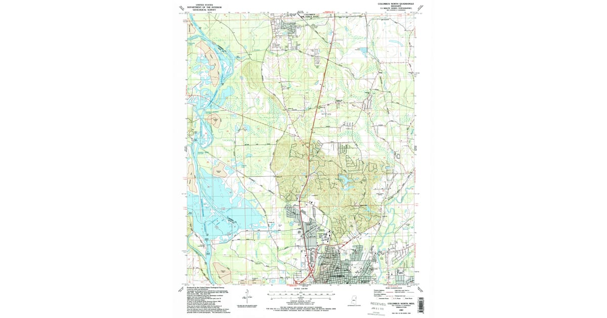 1987 Map of Columbus North, Lowndes County, MS — High-Res | Pastmaps