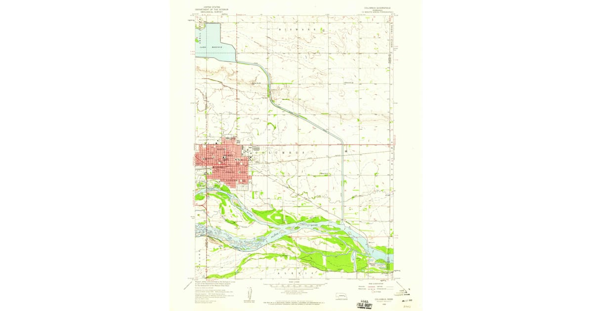 1958 Map of Columbus, NE — High-Res | Pastmaps