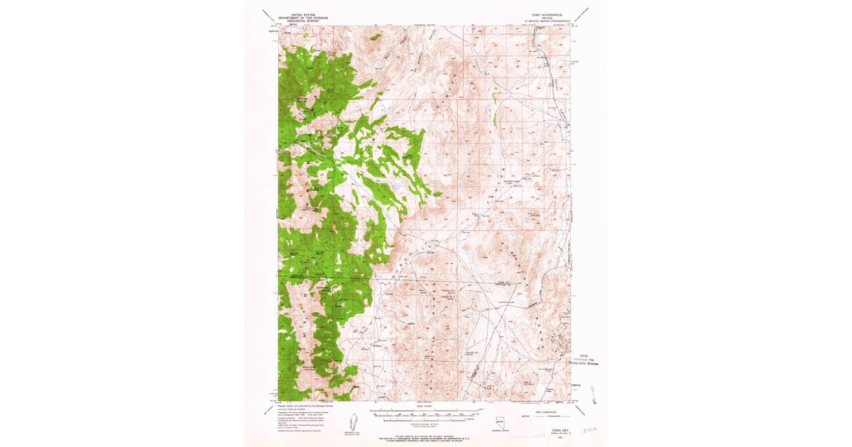 1957 Map of Como, Lyon County, NV — High-Res, 1963 Print | Pastmaps