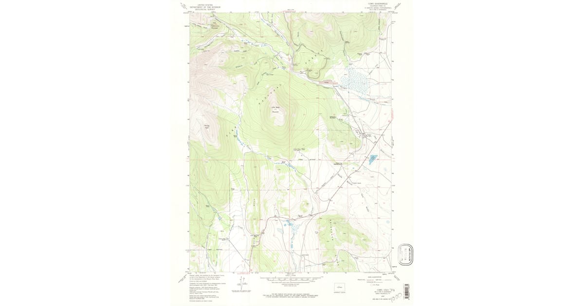 1957 Map of Como, Park County, CO — High-Res, 1972 Print #2 | Pastmaps