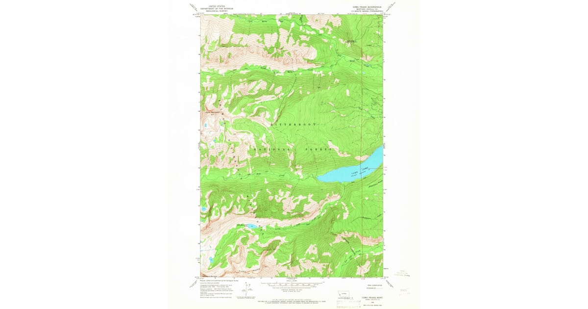 1964 Map of Como Peaks, Ravalli County, MT — High-Res | Pastmaps