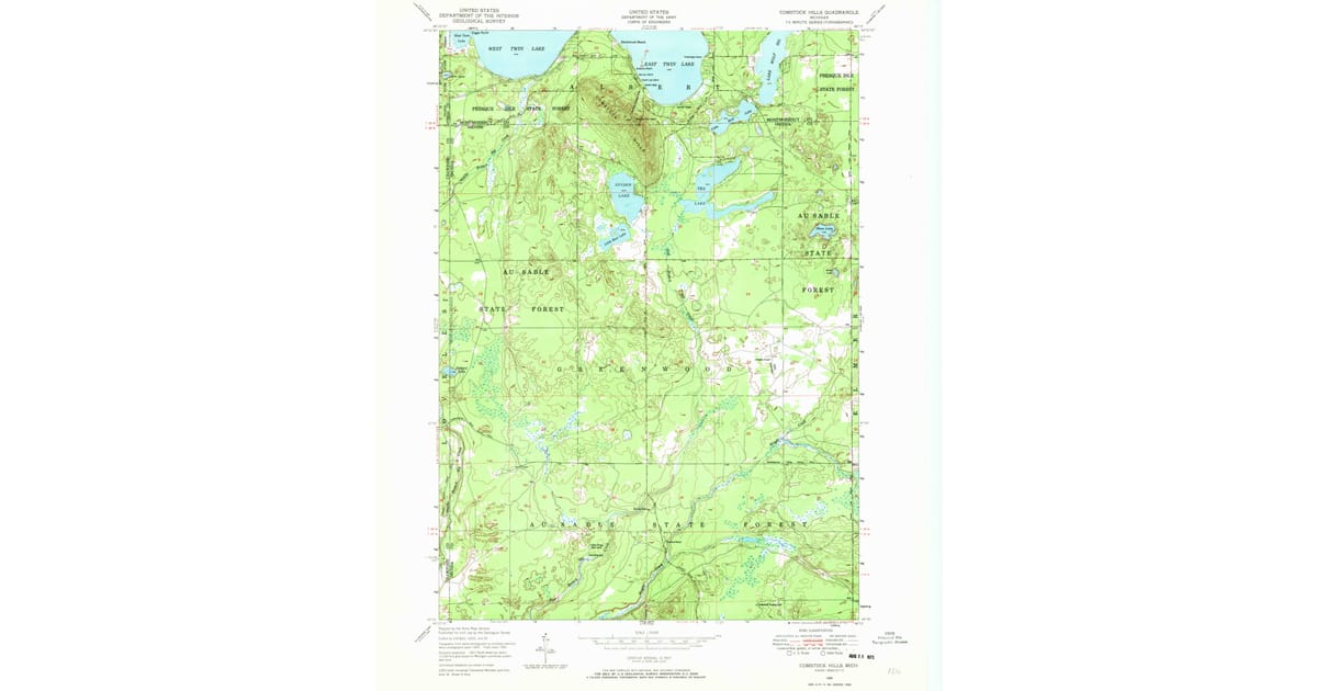 1950 Map of Comstock Hills, Oscoda County, MI — High-Res | Pastmaps