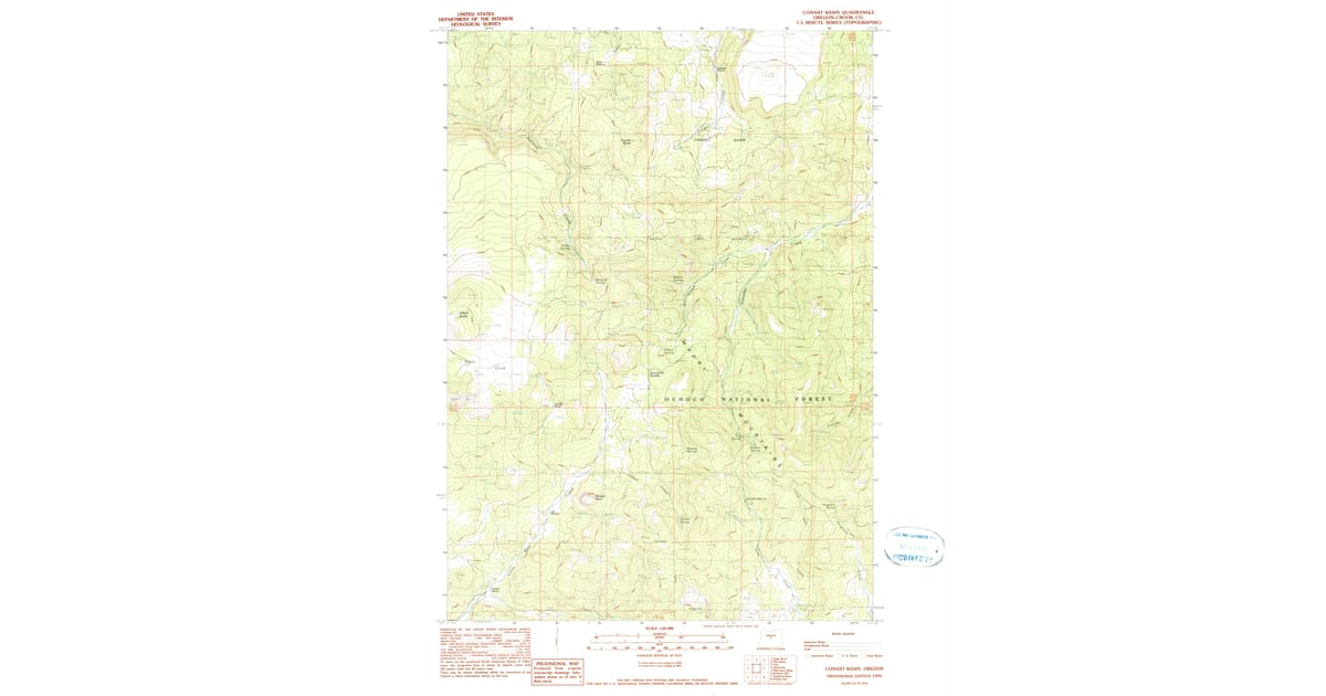 1990 Map of Conant Basin, Crook County, OR — High-Res | Pastmaps