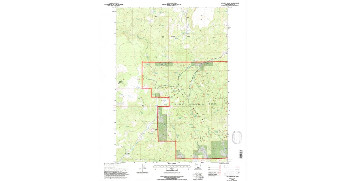 1992 Map of Conant Basin, Crook County, OR — High-Res | Pastmaps