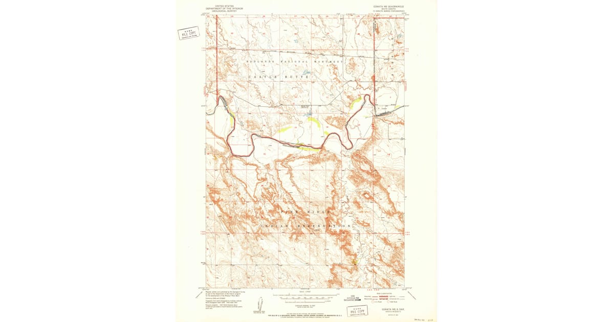1952 Map of Conata NE, Jackson County, SD — High-Res | Pastmaps