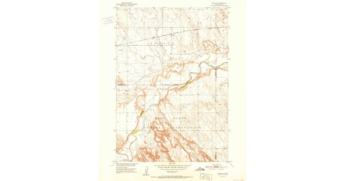 1952 Map of Conata, Oglala Lakota County, SD — High-Res | Pastmaps