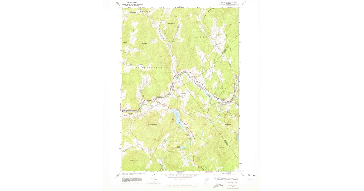 1967 Map of Concord, Caledonia County, VT — High-Res | Pastmaps