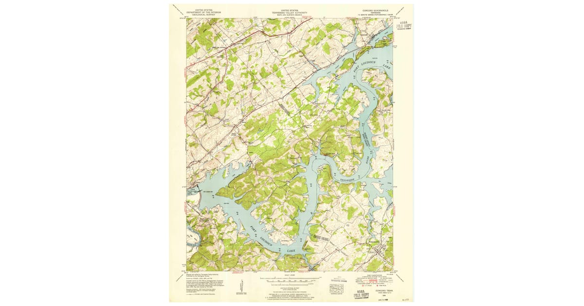 1953 Map of Concord, Loudon County, TN — High-Res | Pastmaps