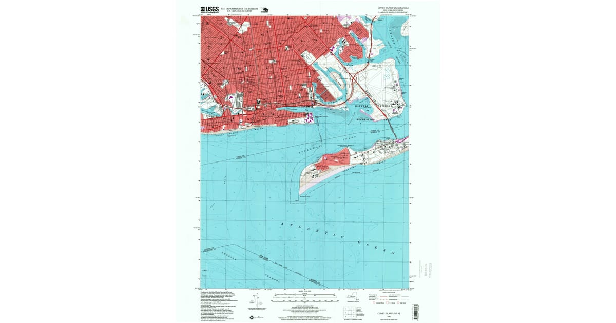 1995 Map of Coney Island, Kings County, NY — High-Res | Pastmaps