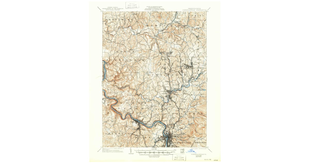 1936 Map of Connellsville, PA — High-Res, 1950 Print | Pastmaps