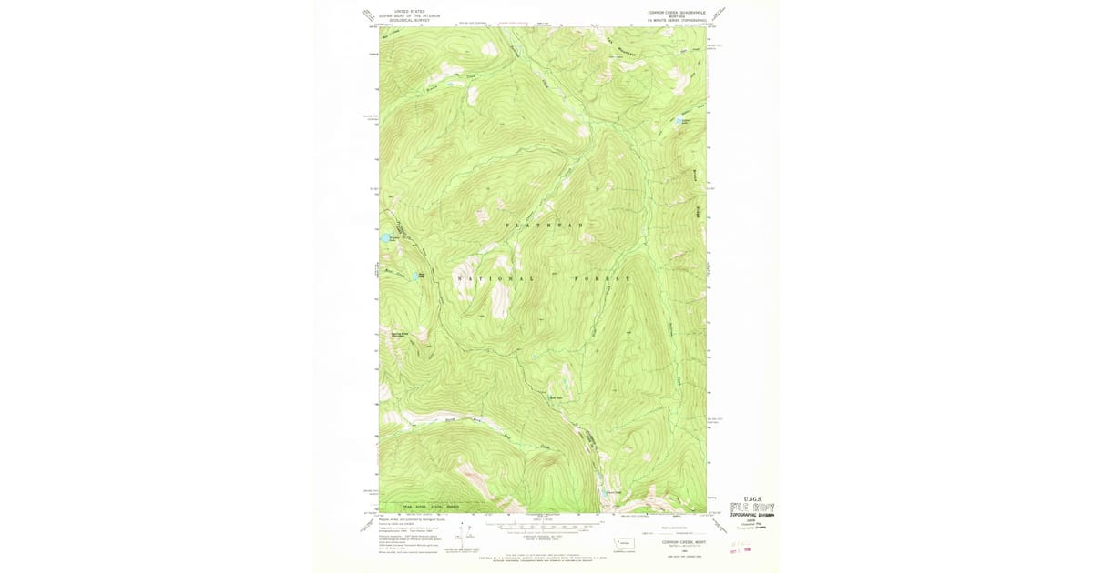 1965 Map of Connor Creek, Flathead County, MT — High-Res | Pastmaps