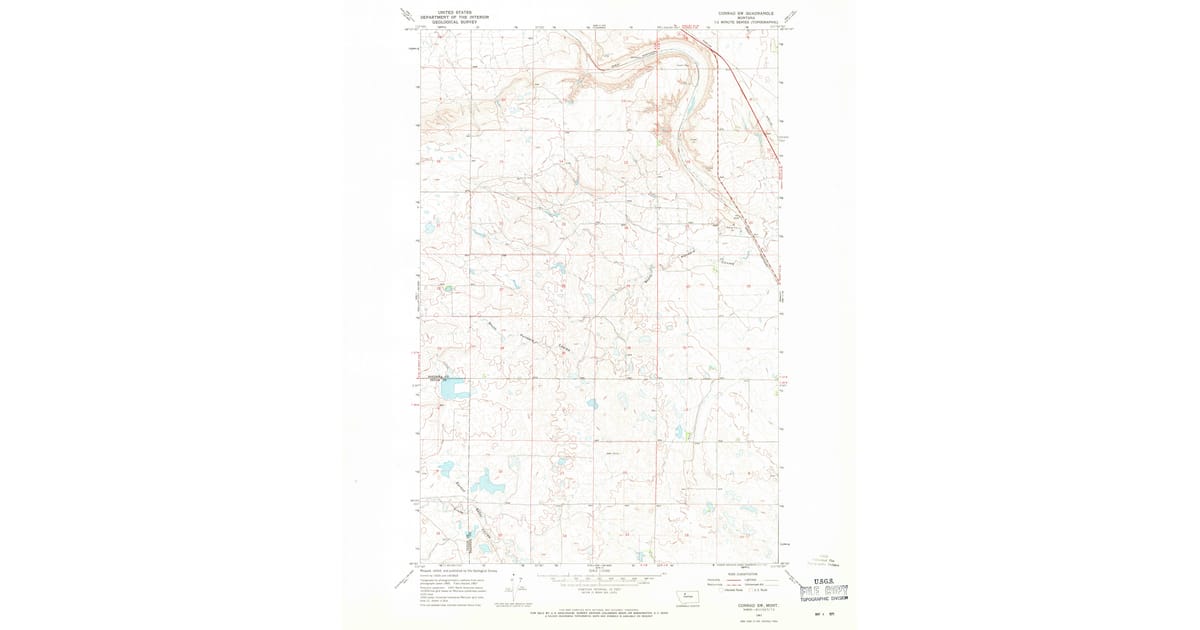 1967 Map of Conrad SW, Pondera County, MT — High-Res | Pastmaps