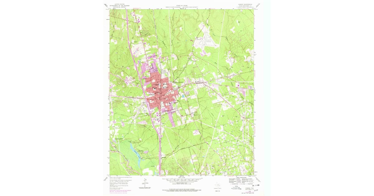 1958 Map of Conroe, TX — High-Res, 1978 Print | Pastmaps