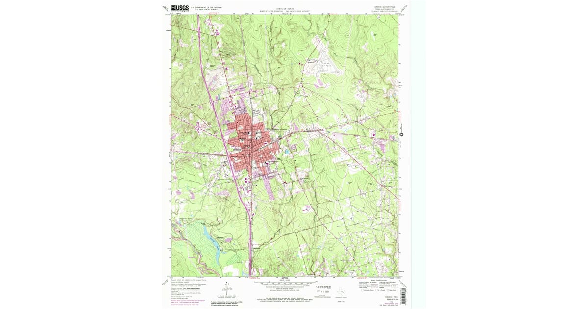 1958 Map of Conroe, TX — High-Res, 1986 Print #2 | Pastmaps