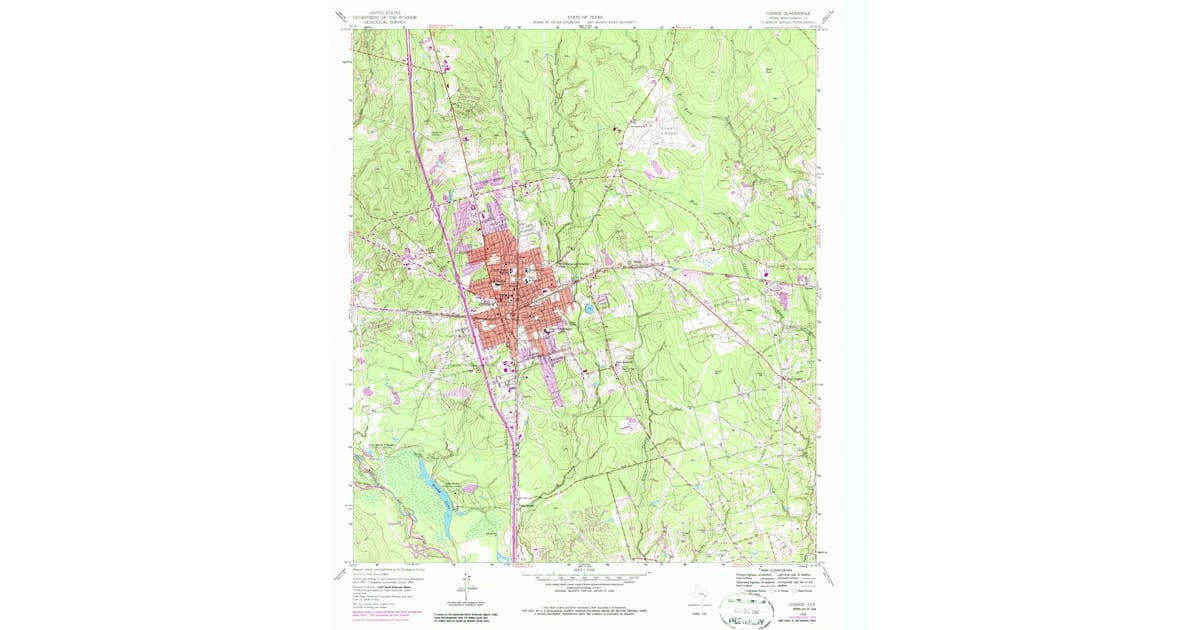 1958 Map of Conroe, TX — High-Res, 1986 Print | Pastmaps