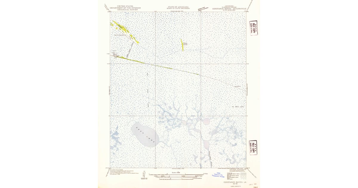 1954 Map of Constance Bayou NW, Cameron Parish, LA — High-Res | Pastmaps